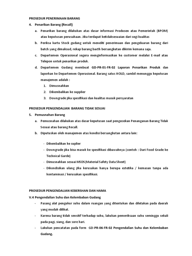 Prosedur Penerimaan Barang | PDF