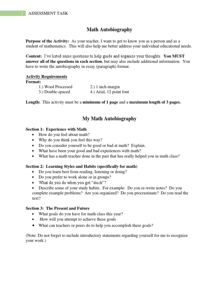 Math Autobiography Rev 1 | PDF | Paragraph | Teaching Mathematics