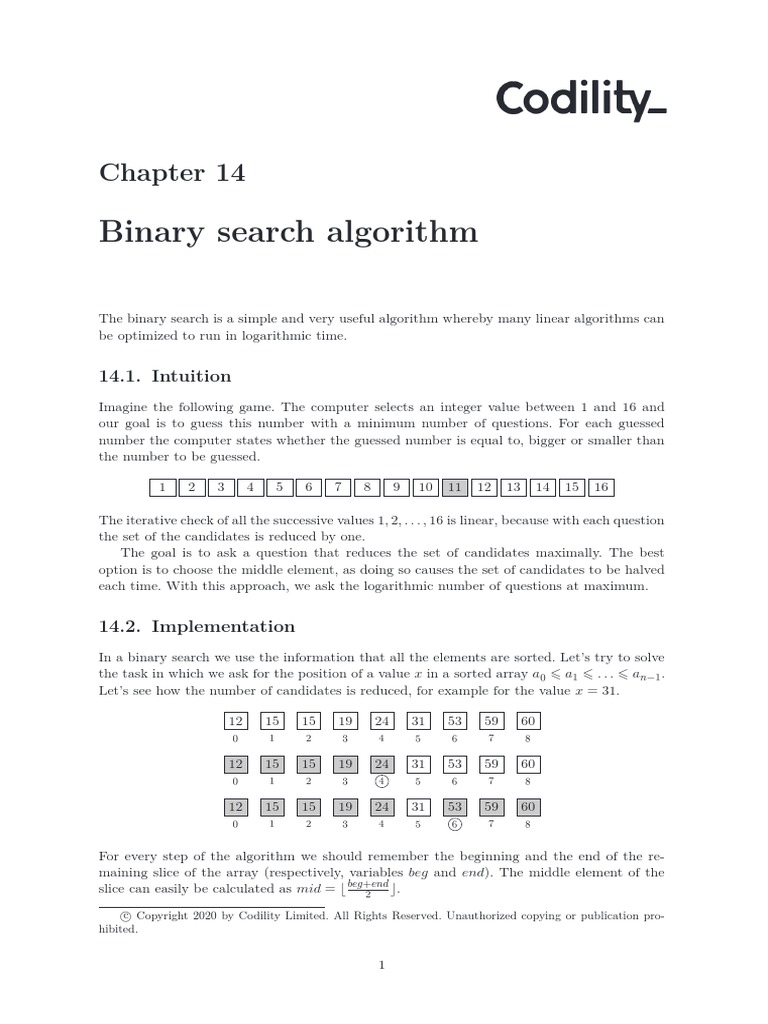 Binary Search Algorithm 141 Intuition Pdf Algorithms And Data