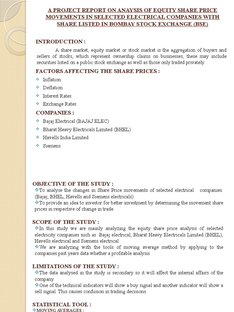 A Project Report On Anaysis of Equity Share Price Movements in Selected ...