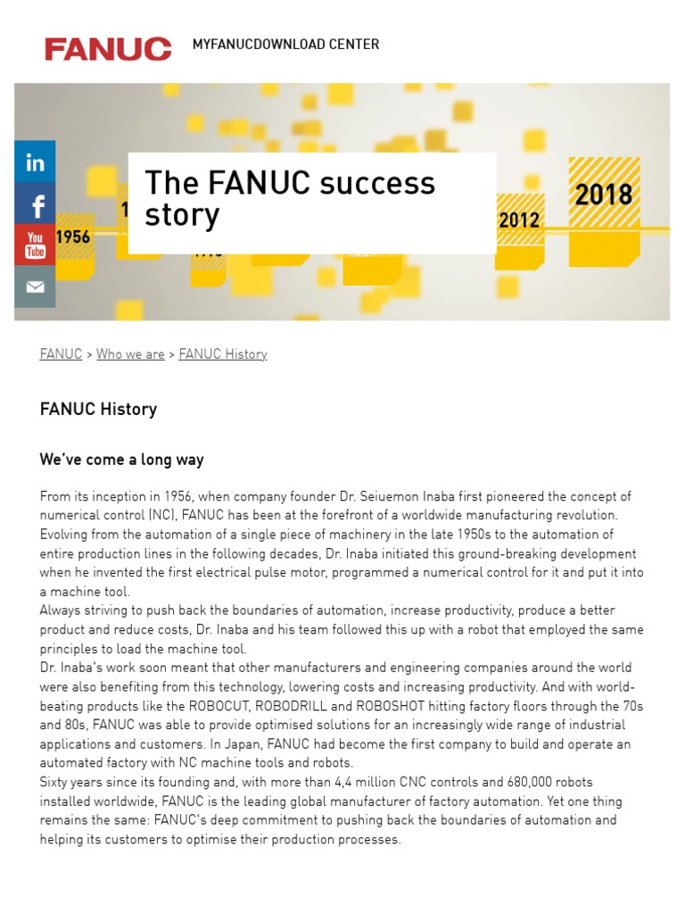 FANUC Company History | PDF | Numerical Control | Automation