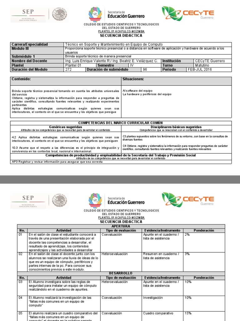Secuencia Didactica Modulo 3 Soporte Presencial y A Distancia Tsymec | PDF | Soporte técnico | Blog