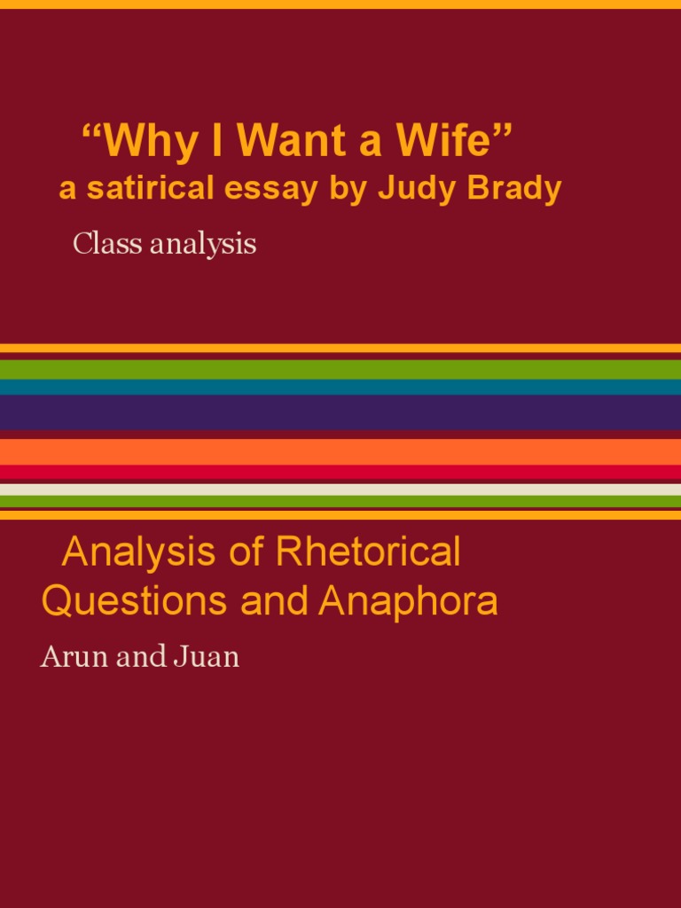 Satirical Analysis of "Why I Want a Wife" | PDF | Satire | Irony