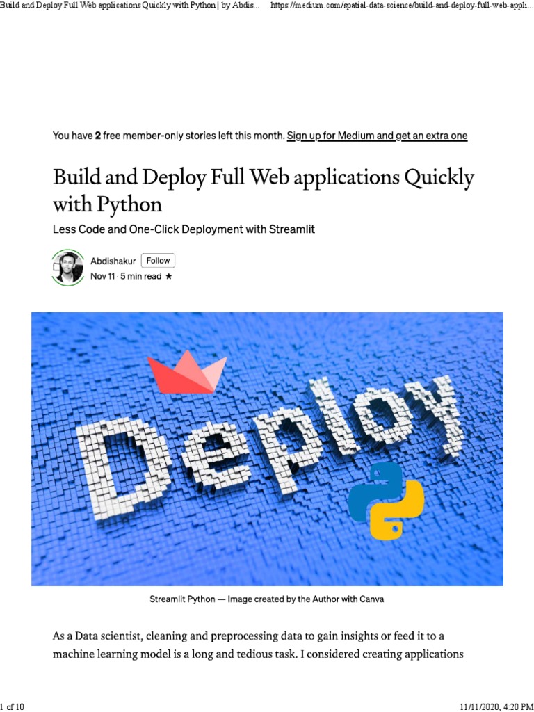 Build and Deploy Full Web Applications Quickly With Python - by Abdishakur - Spatial Data ...