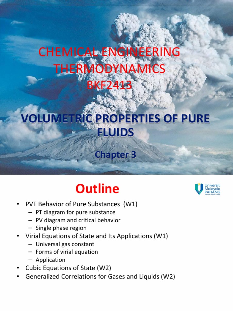 Chemical Engineering Thermodynamics: Volumetric Properties of Pure Fluids | Download Free PDF ...