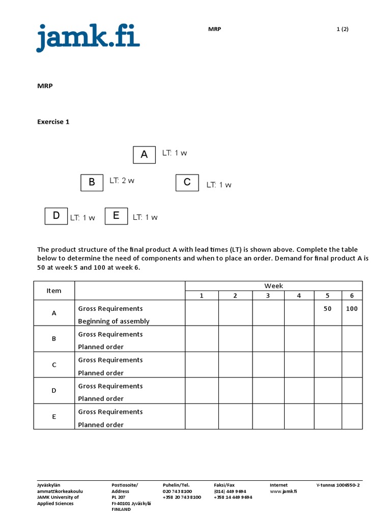 Exercises MRP | PDF | Business Process | Business Economics