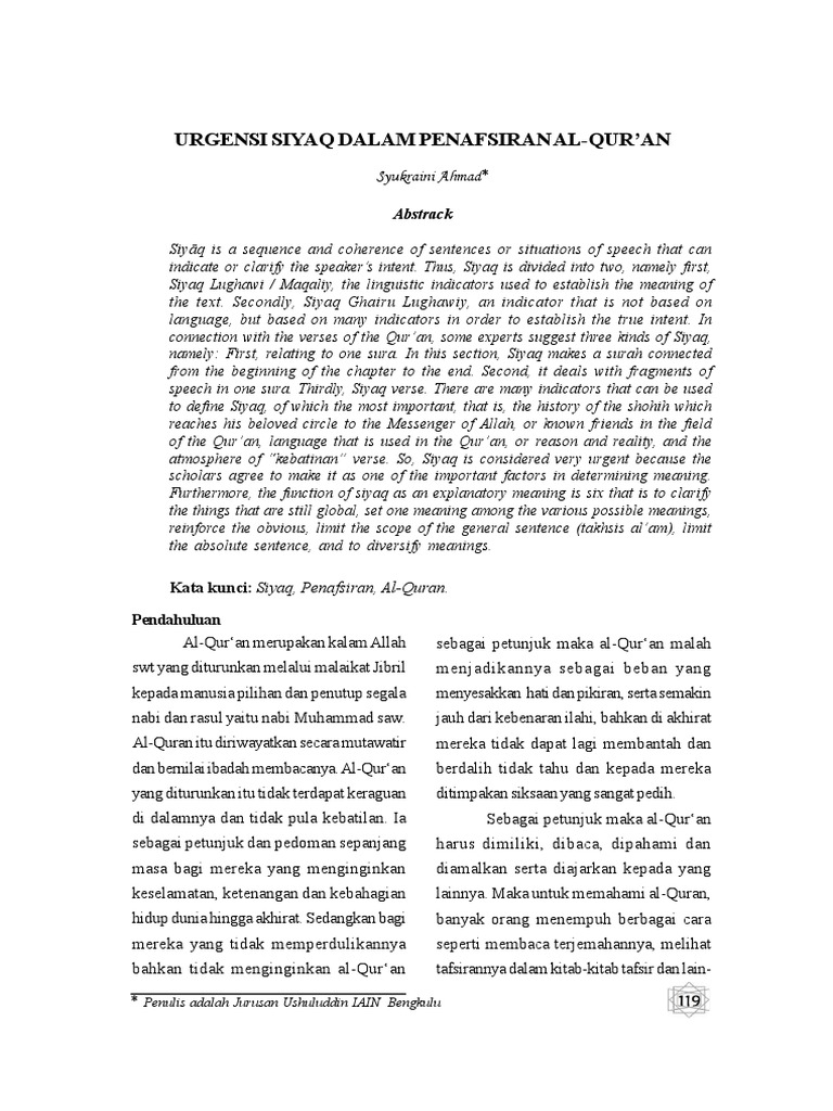 Understanding the Importance of Siyaq in Quranic Interpretation | PDF ...