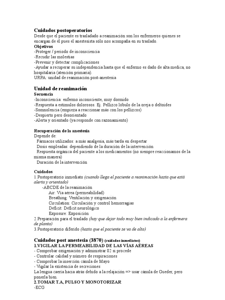 Cuidados postoperatorios inmediatos: una guía para la recuperación del ...