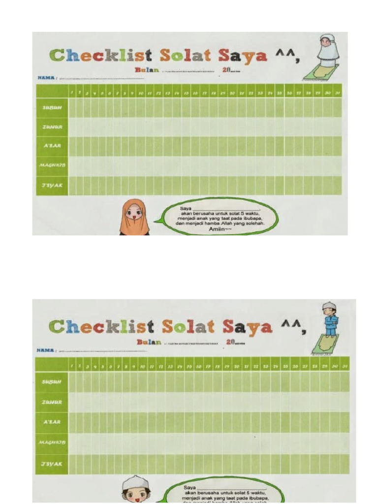 Checklist Solat | PDF