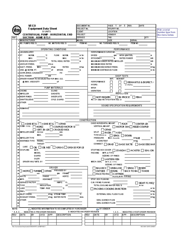Centrifugal Pump - Horizontal End Suction - Asme B73.1 | PDF | Pump ...