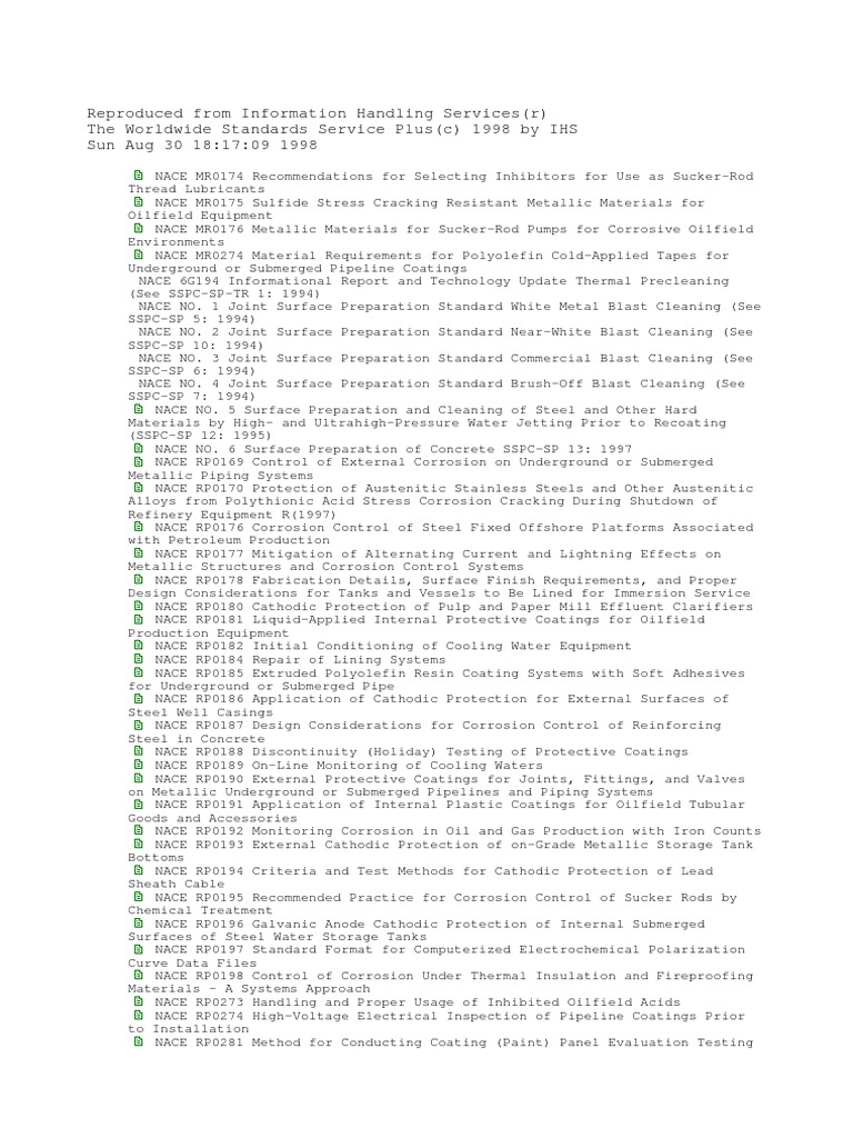 Nace List | PDF | Corrosion | Pipe (Fluid Conveyance)