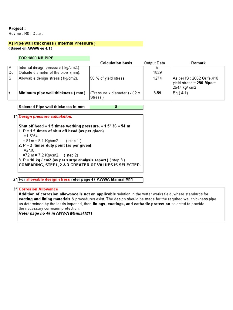 Project:: Design Pressure Calculation | PDF | Bending | Buckling