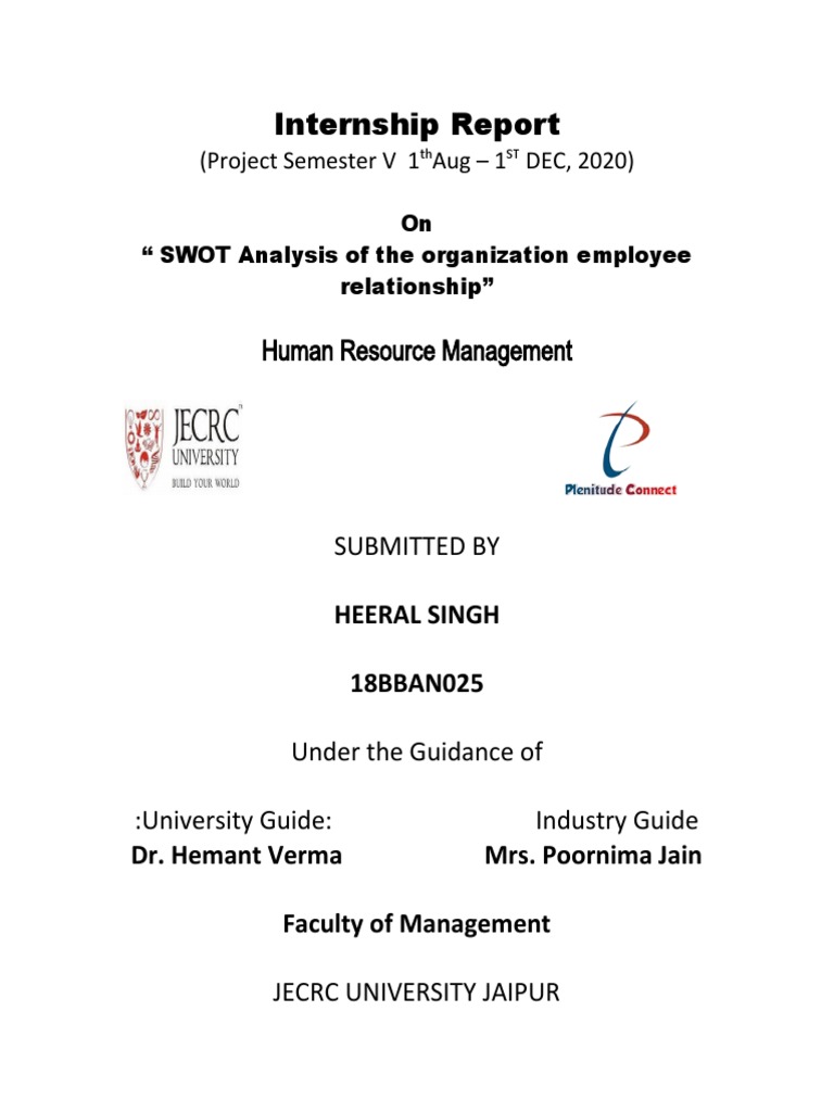 Internship Report 5 Sem | PDF | Human Resources | Human Resource Management