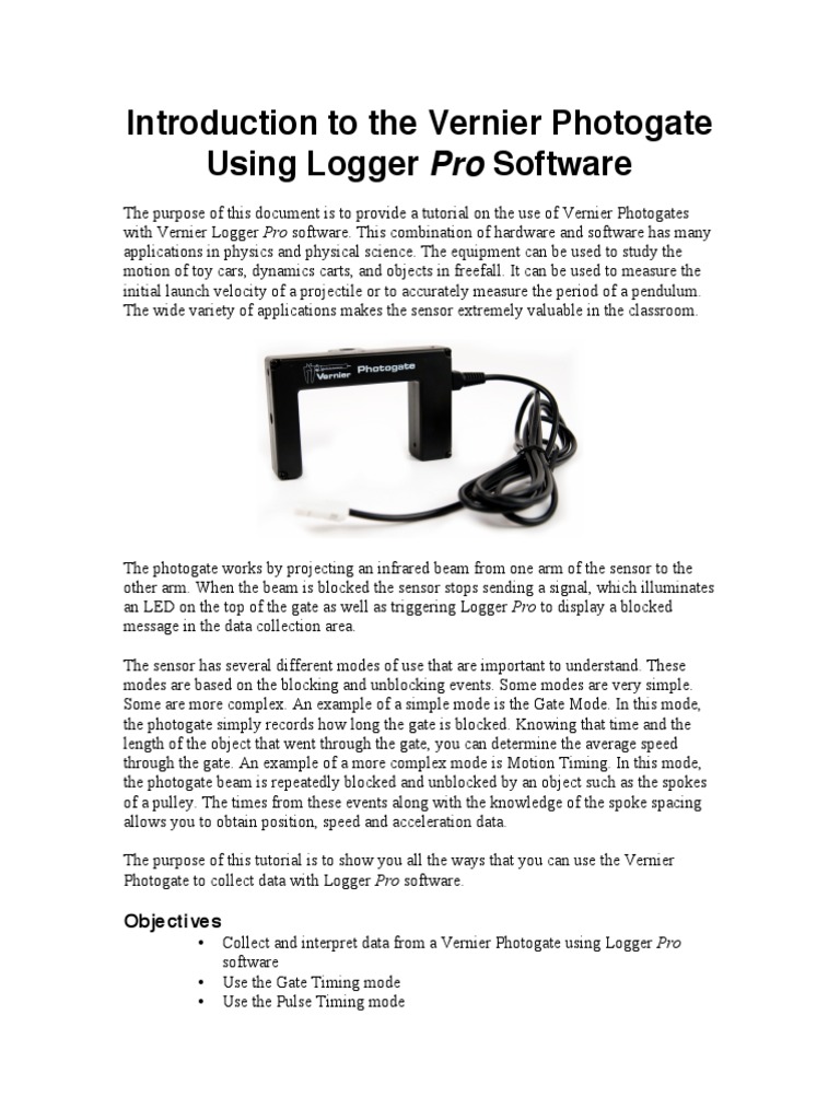 Using Vernier Photogates with Logger Pro | PDF | Computer File | Pendulum