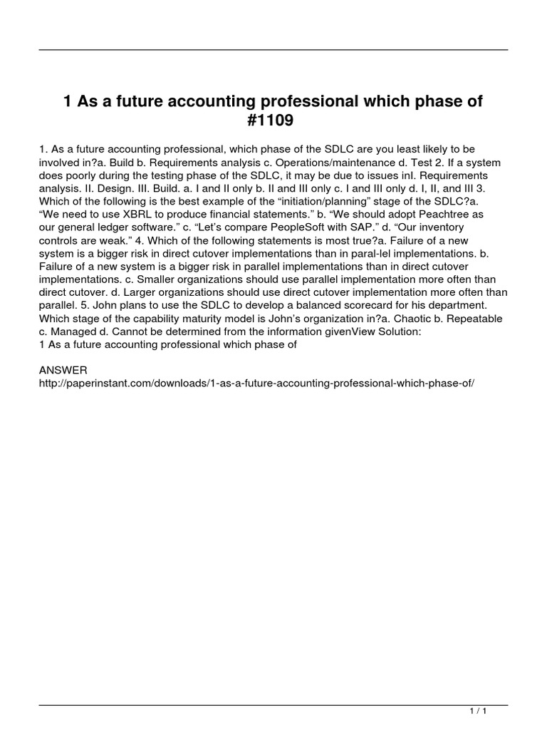 1 As A Future Accounting Professional Which Phase of | PDF | Software ...