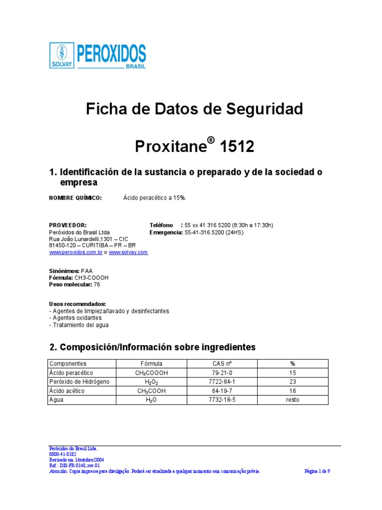 Proxitane Hs | PDF | Solubilidad | Agua