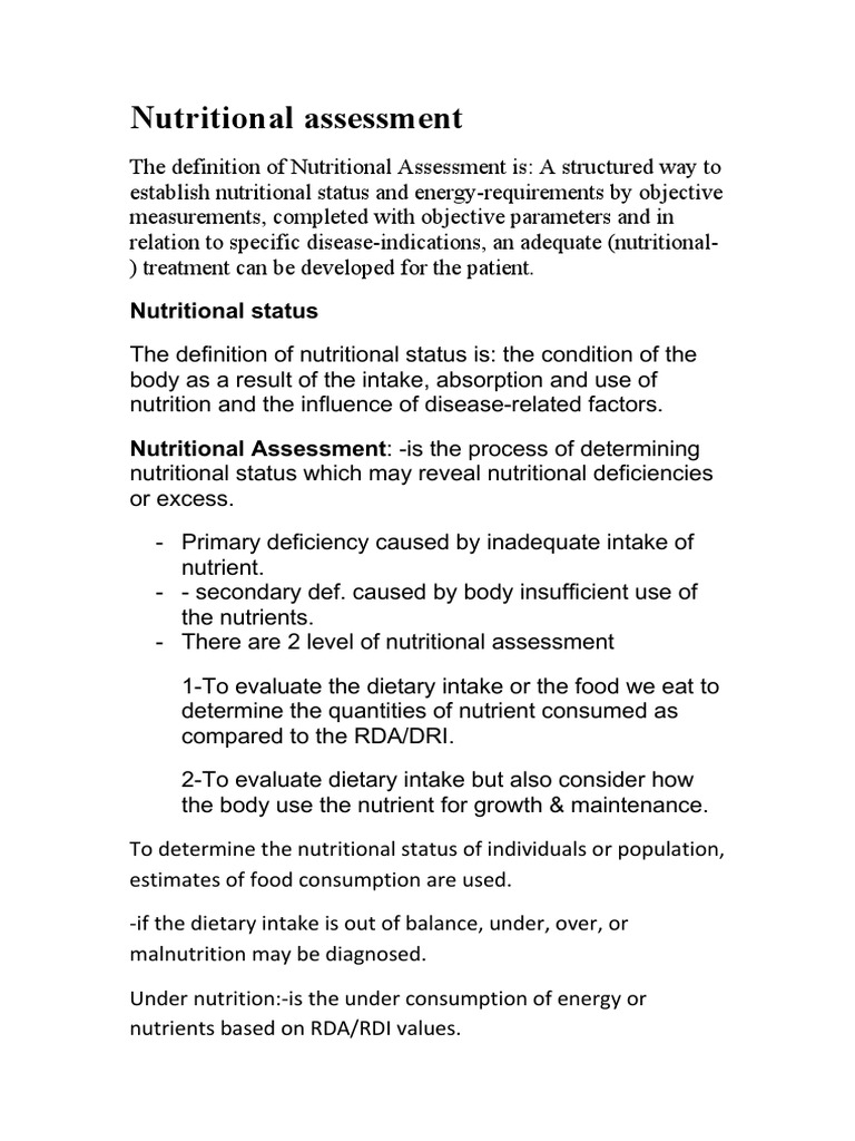 Nutritional Assessment | PDF | Nutrients | Nutrition