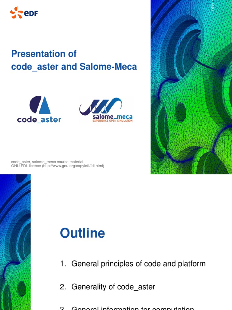 01-Presentation of Code Aster and Salome Meca | PDF | Mechanical Engineering | Applied And ...