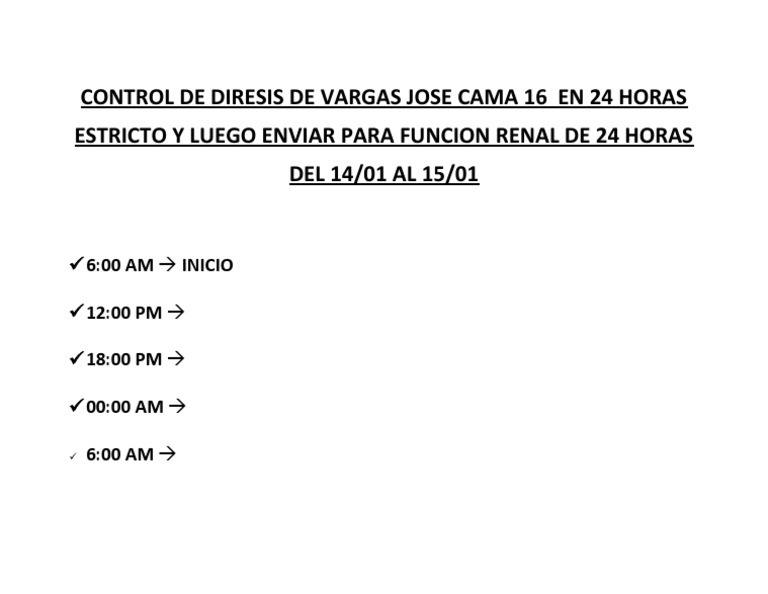 Control de Diuresis en 24 Horas | PDF