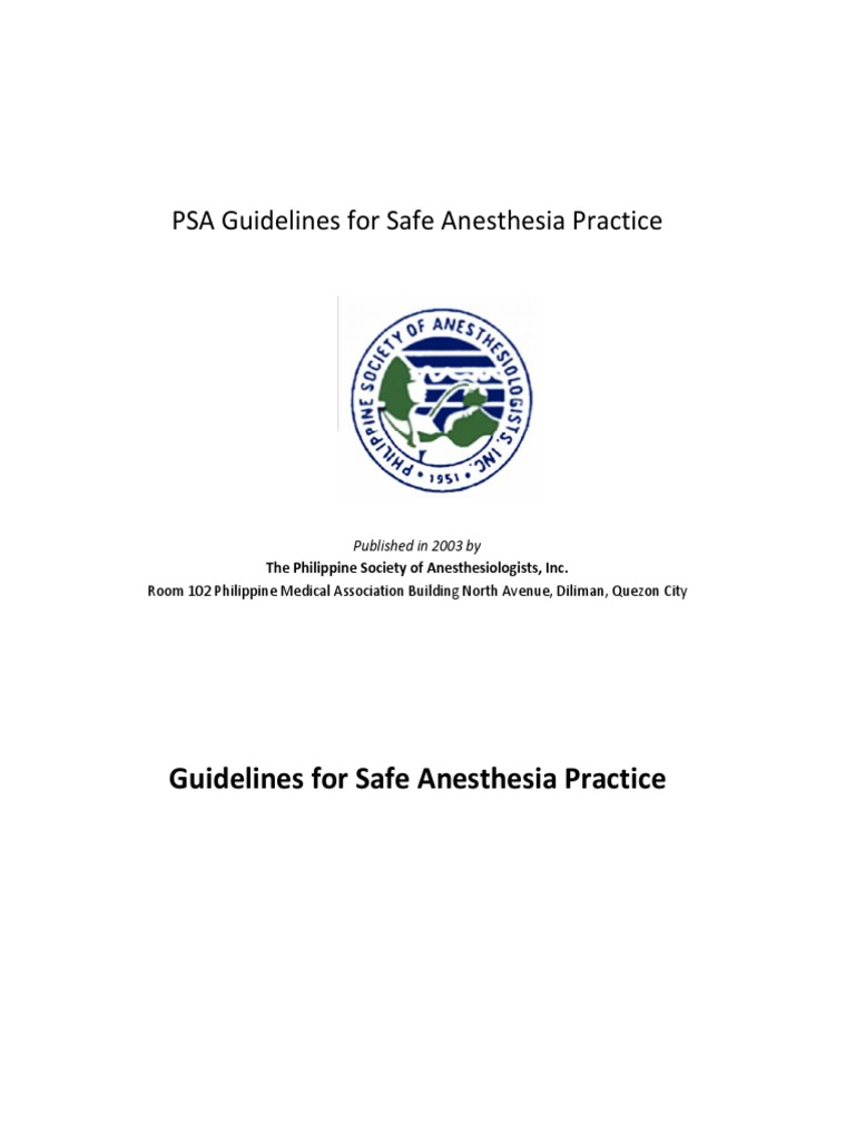 Guidelines for Safe Anesthesia Practice: Recommendations for Monitoring ...