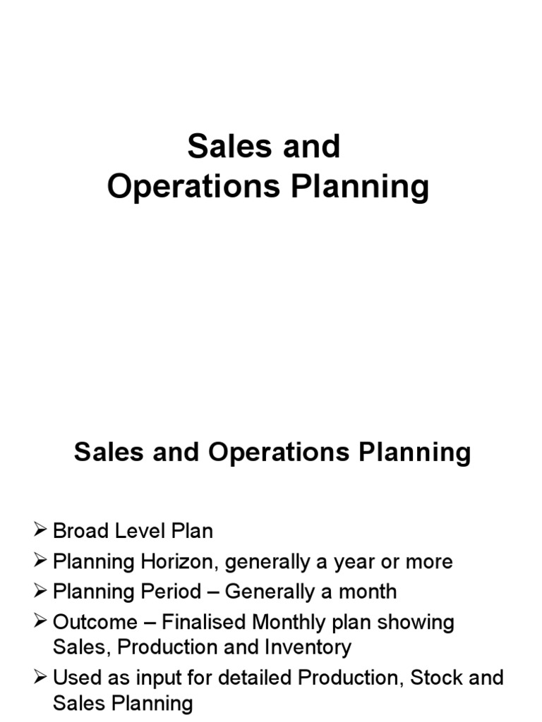 Sales and Operations Planning | PDF | Inventory | Economics