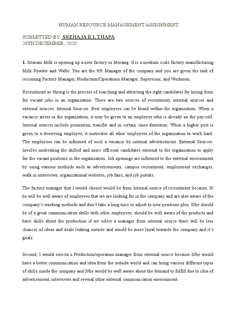 HRM 201 (3) Snehaja. | PDF | Human Resource Management | Recruitment