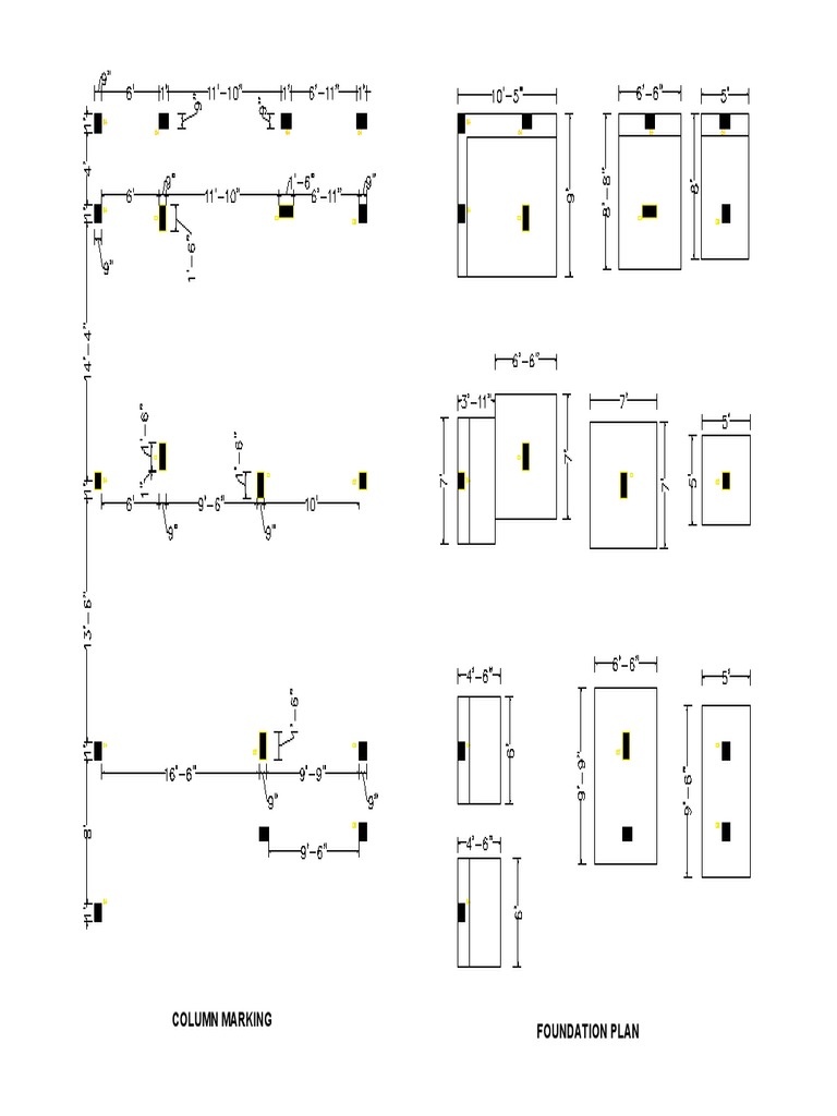 Column Marking and Foundation Plan PDF | PDF