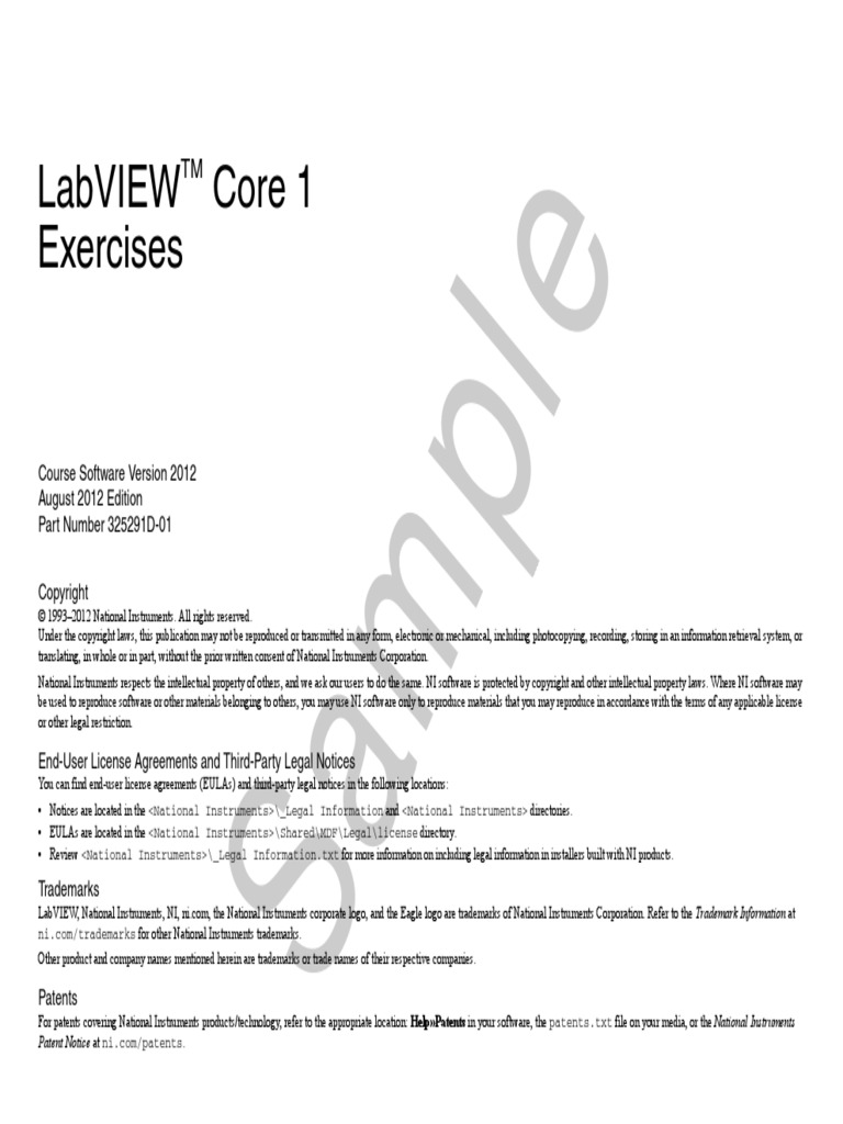 Labview Core 1 Exercises: Sample | PDF | Array Data Structure | License