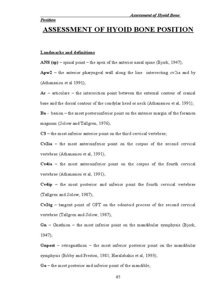 14.assessment of Hyoid Bone Position | PDF | Anatomical Terms Of ...