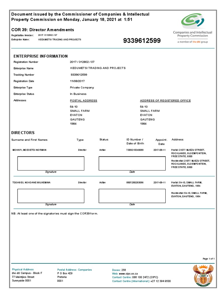 Document Issued by The Commissioner of Companies & Intellectual ...