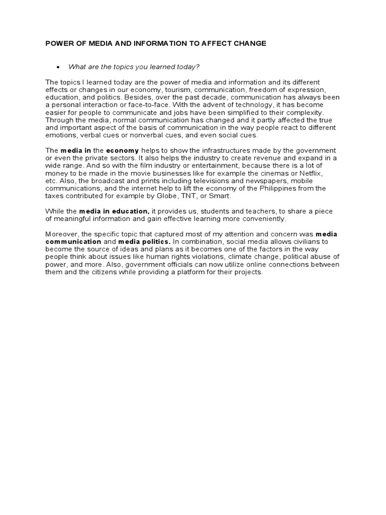 Power of Media and Information To Affect Change | PDF | Social Science