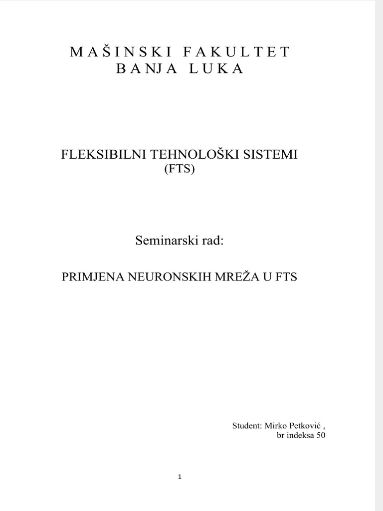 Seminarski Rad Neuronske Mreze | PDF