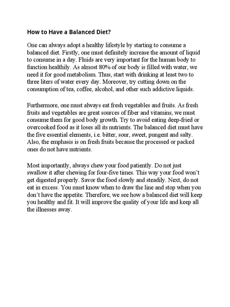 Guide to a Balanced Diet Essentials | PDF