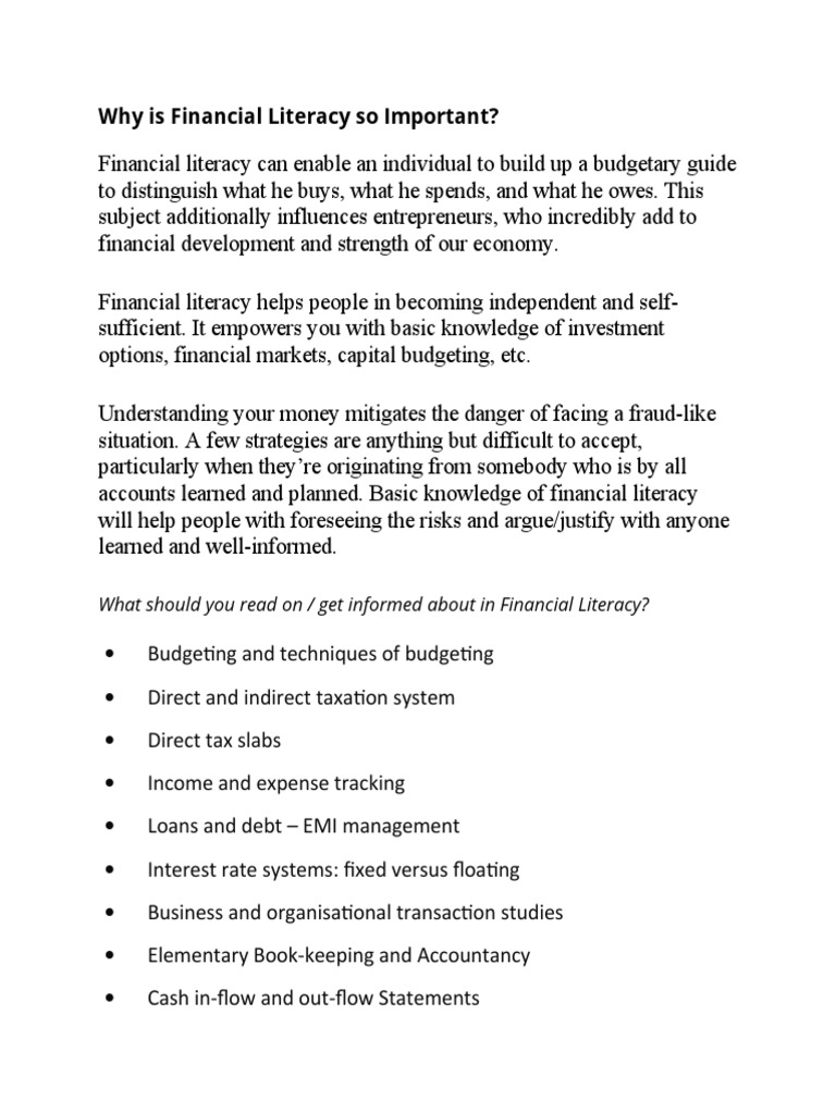 1.4 Why Is Financial Literacy So Important | PDF