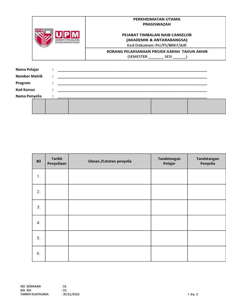 07.AJR Pelaksanaan Projek | PDF