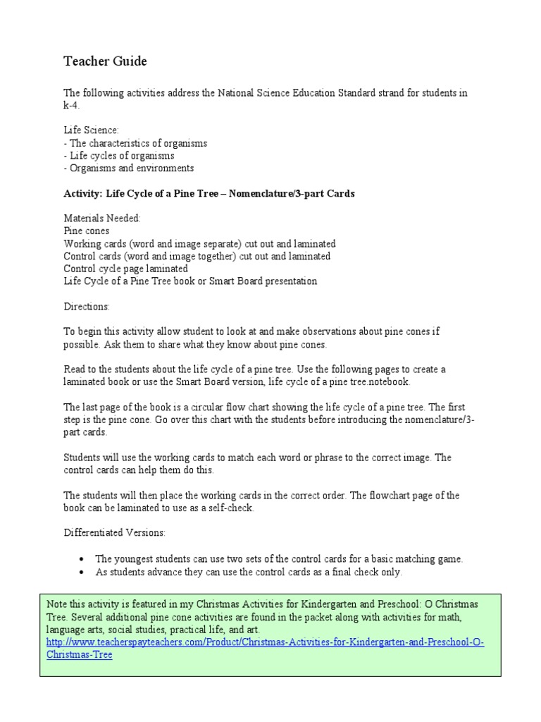 The Life Cycle of a Pine Tree: A Teacher's Guide to Hands-On Activities ...