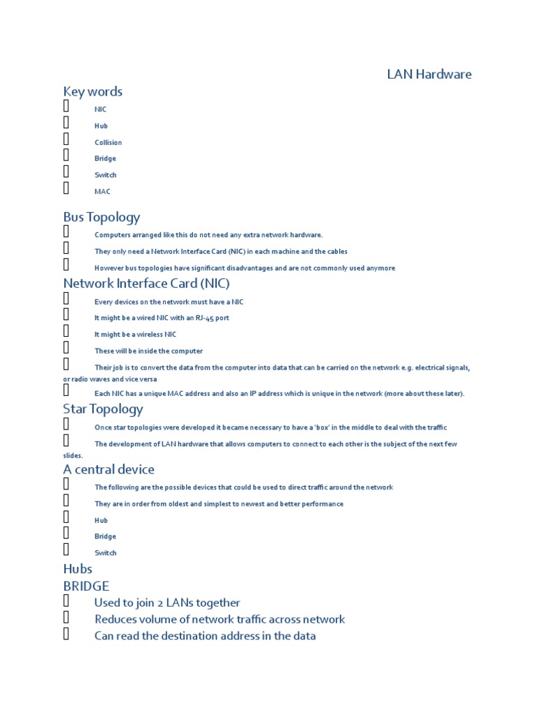 Lesson 3 - LAN Hardware | PDF | Network Switch | Network Topology