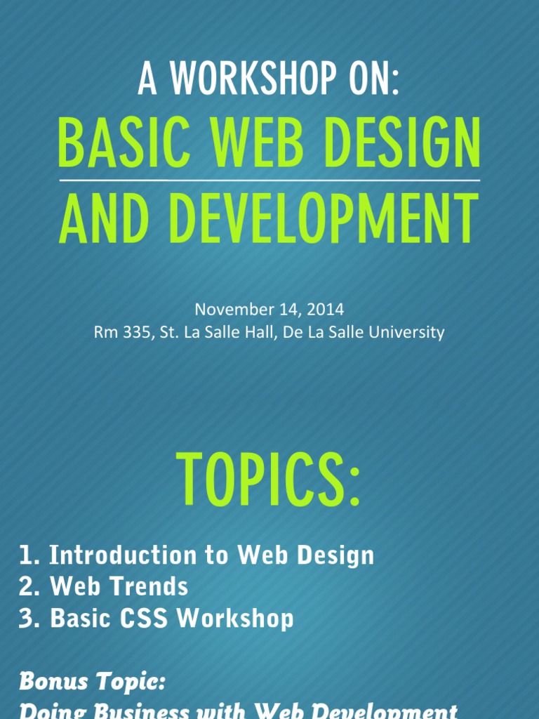 A Workshop On:: Basic Web Design and Development | PDF | Web Design ...