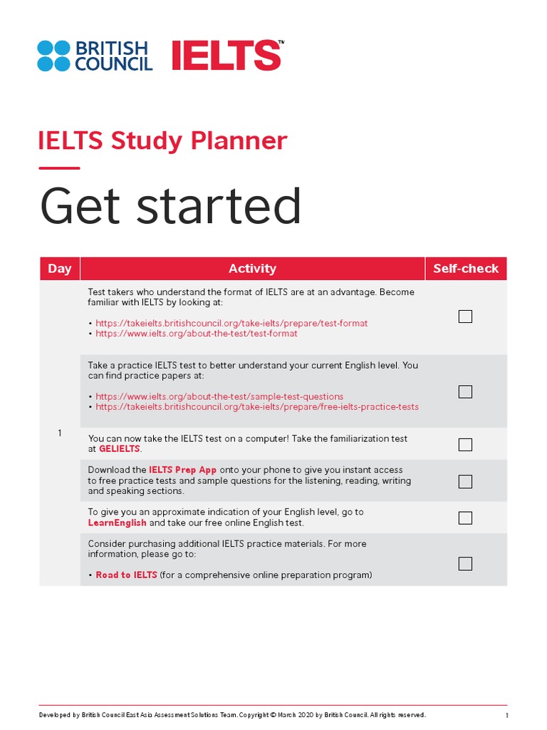 IELTS Study Planner - ID PDF | PDF | International English Language ...