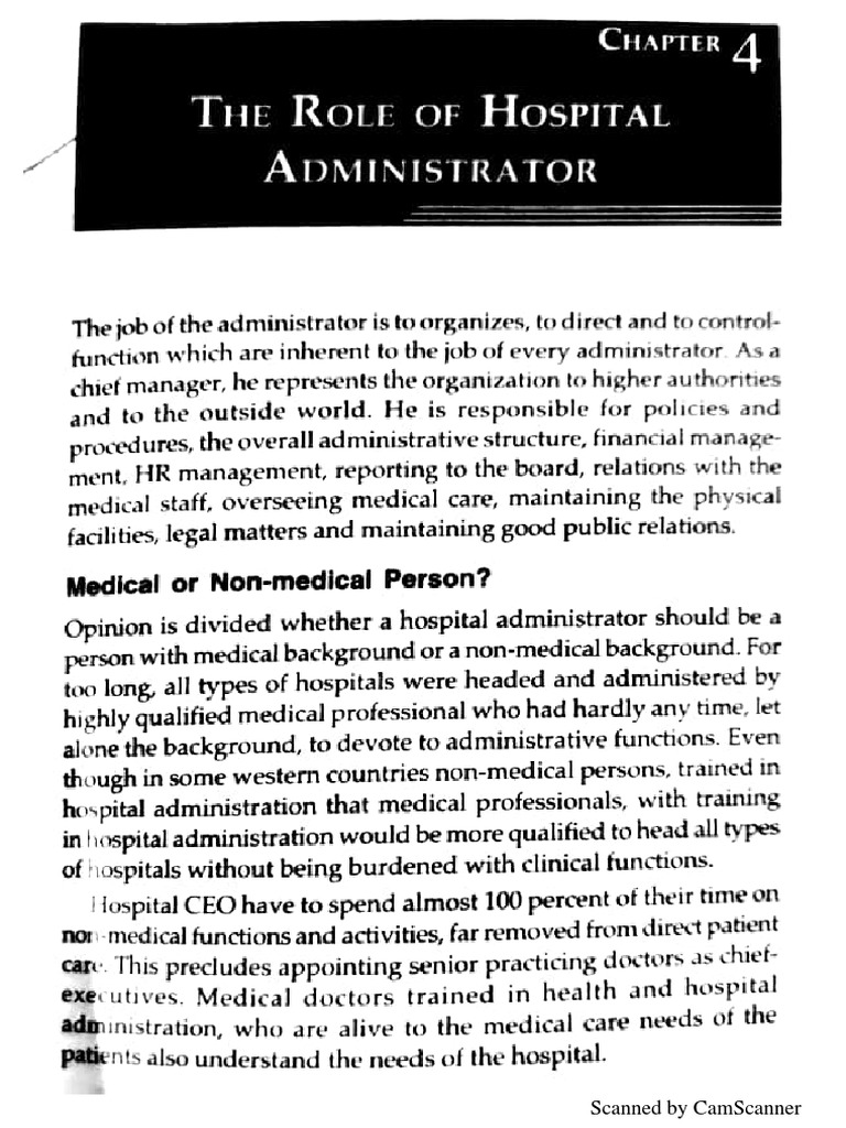 Role of Hospital Administrator | PDF