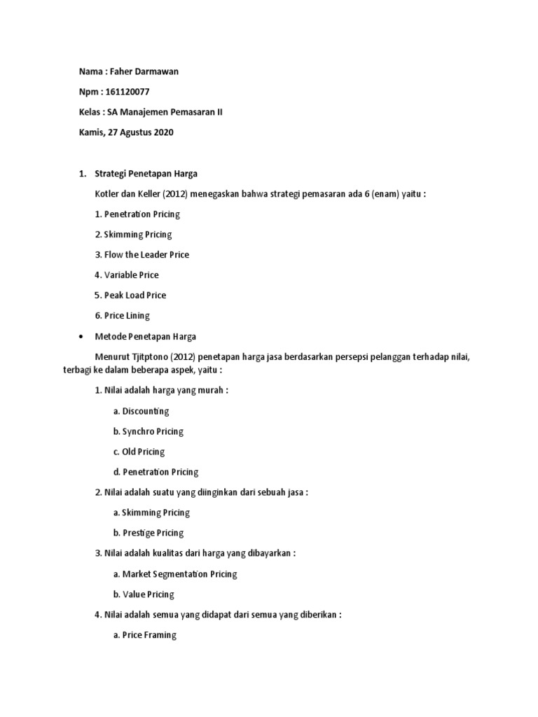 Jawaban Uas SA Manajemen Pemasaran II | PDF