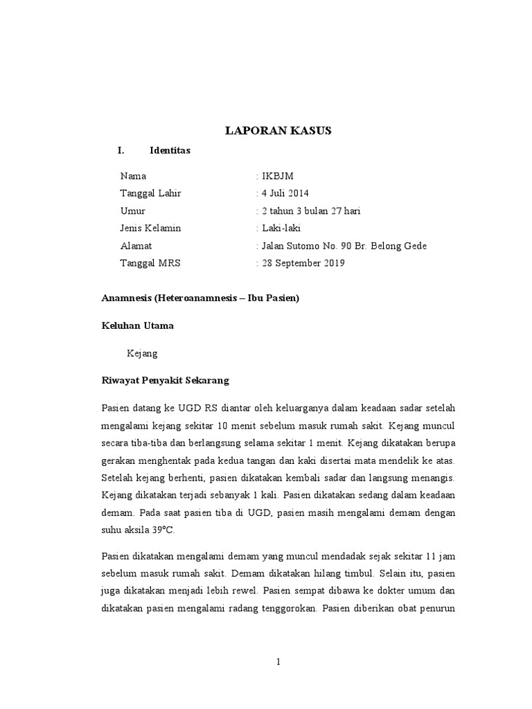 Laporan Kasus Kejang Demam Sederhana | PDF