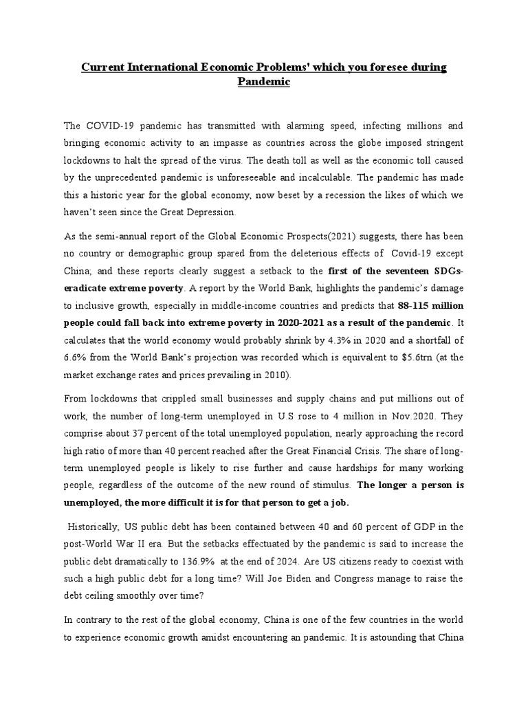 Current International Economic Problems | PDF | Extreme Poverty ...
