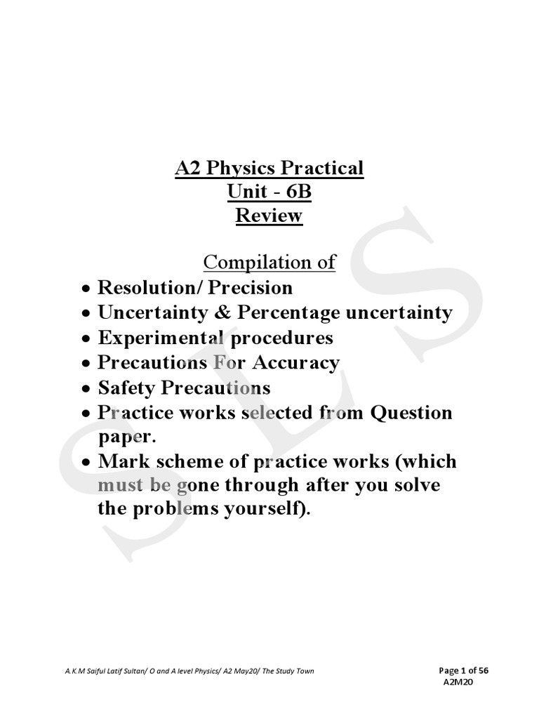 Physics Unit-6 Last Touch Review IAL Edexcel | PDF | Observational Error | Significant Figures