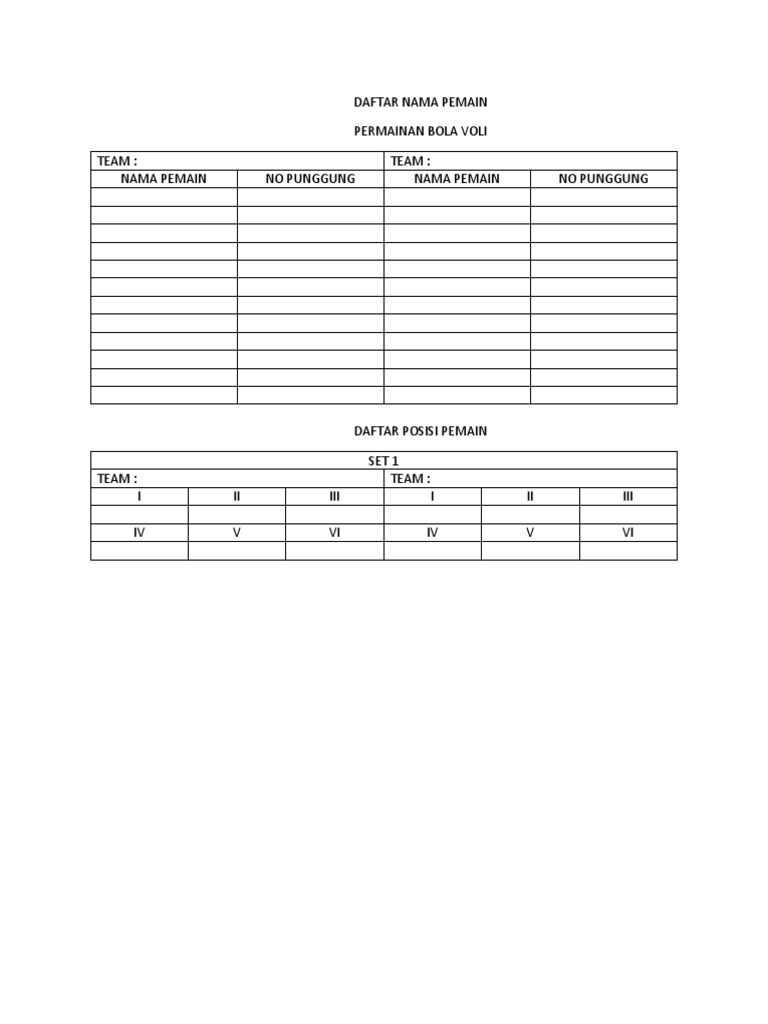 Perwasitan Score Sheet Bola Voli | PDF