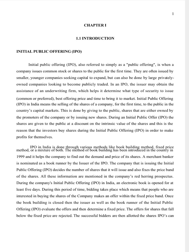 Fdocuments - in - Initial Public Offering Ipo Project PDF | PDF ...