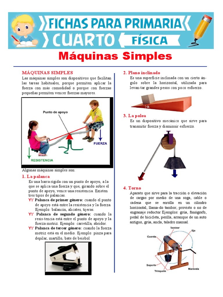 Máquinas Simples para Cuarto de Primaria | PDF | Palanca | Herramientas