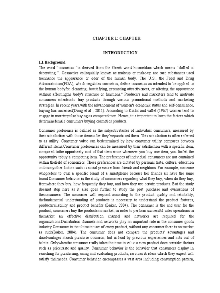 Chapter 1: Chapter: 1.1 Background | PDF | Consumer Behaviour | Brand