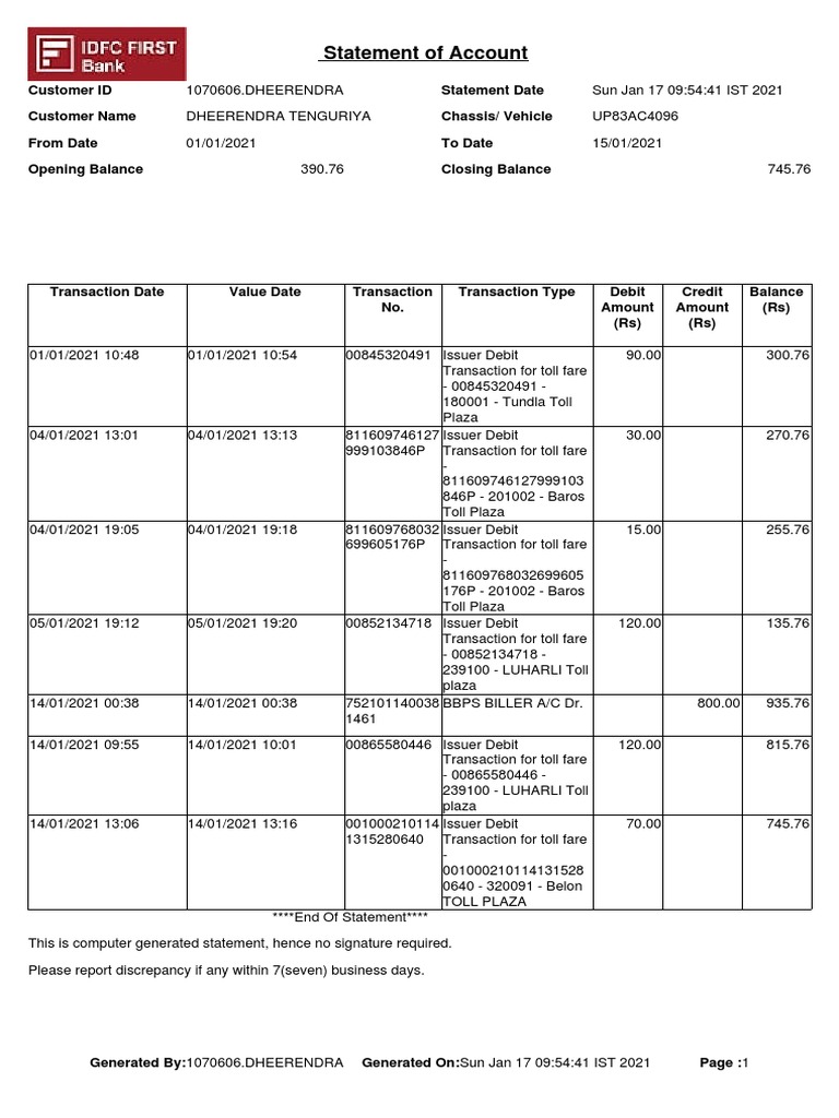 StatementOfAccount - 1 1 21.15 1 PDF | Download Free PDF | Debits And ...