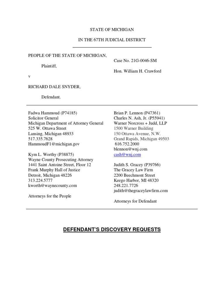 Snyder's Legal Discovery Request | PDF | Prosecutor | Grand Jury